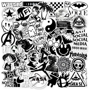 CodersParadise 5.5 cm Black & White Aesthetic Stickers for Laptop ...