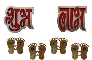 CLAPPERZZ 5 cm Shubh Labh Laxmi Charan Diwali- Stickers for Wall ...