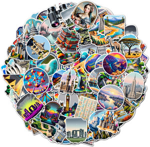 Omita 4.72 cm Historic Monument Tourism Attraction Sticker Bundle for ...