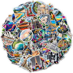 Omita 4.72 cm Historic Wonders and Cultural Landmark Sticker Set for ...