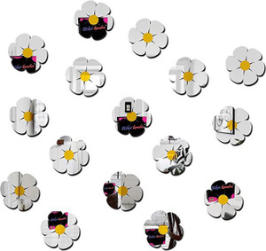 Mirror Sticker 10.16 cm 16 Flower Silver 3D Mirror Stickers Wall ...