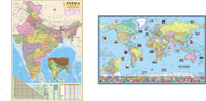 INDIA & WORLD MAP POSTER (Pack of 2) Both Map Size : 40"x28" inch ...
