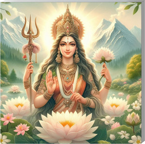 voorkoms 8 inch Maa Lakshmi With Lotus Wall Sunboard Poster For Home ...