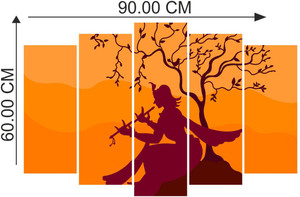 AK GRAPHICS 60 cm Krishna playing the flute sitting under a tree wall ...