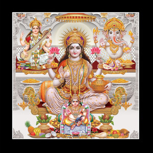 voorkoms 20 cm Maa Saraswati Black Wall Art Frame Home Décor Puja Wall ...