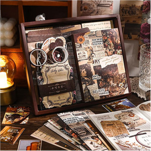 HASTHIP 10 cm Vintage Scrapbook Stickers Pack with A6 Notebook ...