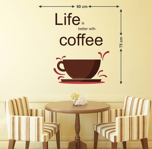 Tuffuk 60 cm Life Is Coffee | Wall Stickers | PVC Vinyl | Non-Reusable ...