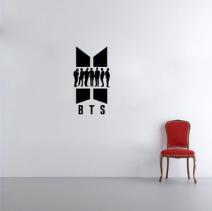 WallWonders 32 cm likable " BTS Team " Black color Vinly Wall Stickers ...