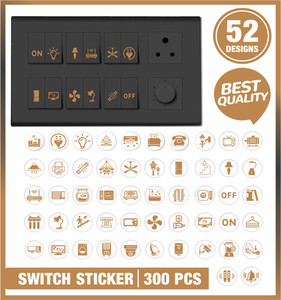 Stikor 1.5 cm Copper Rose Gold Switch Stickers 52 Designs Embossed for ...