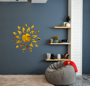 rawpockets 15 cm Golden Sun with Rays 3D Acrylic Mirror Self Adhesive ...