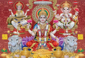 Online Collection 18 inch Goddess Laxmi Ganesha Vishnu Laxmi and Laxmi ...