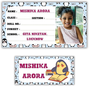 AanyaCentric 10 cm Notebook Name Slip(9.7cm x 5.2cm) and Name Tags(7cm ...