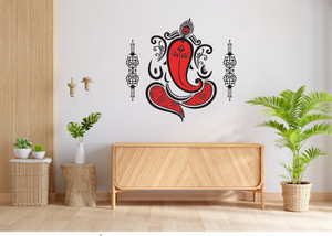 WallWonders 69 cm " Ganesh Ji " Multi color Vinyl Wall Stickers Self ...