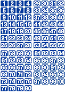 ShubhFly 7.65 cm Number Sticker 1 to 100 Blue Digits Numbers Sign for ...