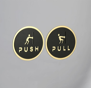 wall mitra 6 inch Push & Pull Golden Black Acrylic Signage Double-sided ...