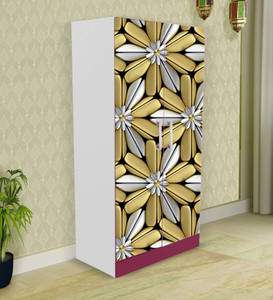 Creative Print Solution 177.8 cm Golden Flower Design Almirah Sticker ...