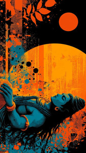 swaroopa 16.5 inch Shiv Shankar Mahadev Sticker Self Adhesive Sticker ...