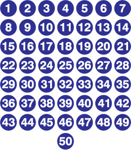 ShubhFly 3 cm 1 to 50 Number Stickers 1.15 Inch Small Self-Adhesive ...