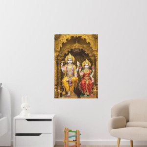 GLOBAL GRAPHICS 56 cm Vishnu Ji or Laxmi ji Sitting Wall Poster - Wall ...