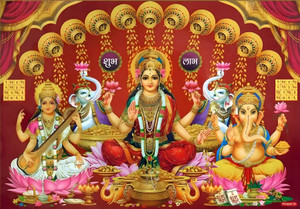 Online Collection 18 inch Goddess Laxmi Ganesha Vishnu Laxmi and Laxmi ...