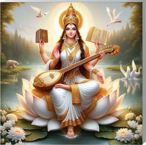 Ordershock 8 inch Maa Saraswati With Books & Swan Wall Sunboard Poster ...