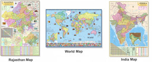 INDIA, WORLD AND RAJASHTAN MAP (pack of 3 map). Bottom of World Map ...