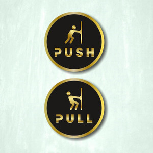 Spacekeeper 6 inch Push & Pull Golden Black Acrylic Signage For Glass ...