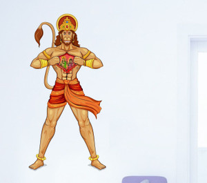 ZEN TREK 45 cm Lord Ram and Sita on Hanuman's Heart Wall Sticker Self ...