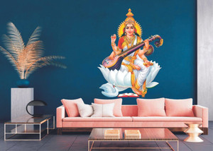 PARTHDECORE 76 cm maa saraswati wall sticker Self Adhesive Sticker ...