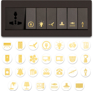 DGSL 1.5 inch Aesthetic Transparent Golden Design Switch Icon Sticker ...