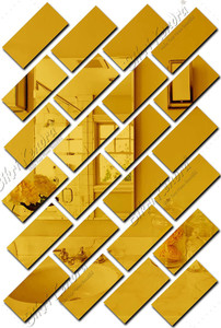 Mirror Sticker 15 cm Big Rectangle 25 Golden 3D Mirror Stickers Wall ...
