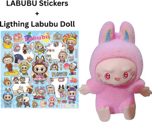 VZON 11 cm Combo Labubu stickers and labubu lighting Doll Random Colour ...