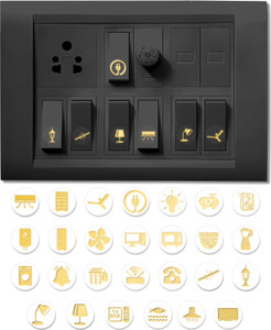 DGSL 1.5 inch Aesthetic Transparent Golden Design Switch Icon Stickers ...