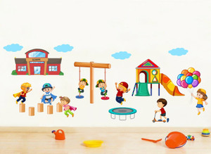 ZEN TREK 45 cm Kids Playing Activities in Wall Stickers (PVC Vinyl ...