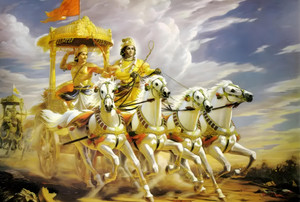 Online Collection 18 inch Mahabharat Krishna and Arjun Wall Sticker ...