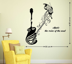 Tuffuk 85 cm Black Msuic Guitar | Wall Stickers | PVC Vinyl | Non ...