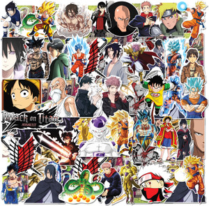 CLICKEDIN 6.35 cm Anime Vinyl Stickers(Pack of 50) Naruto, Dragon Ball ...