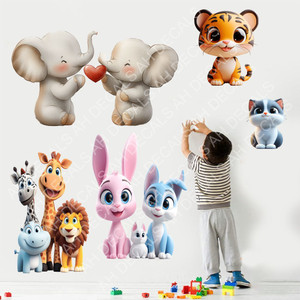 AH Decals 60 cm Cute Animals Wall Sticker Self Adhesive Sticker Price ...
