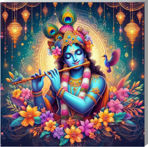 voorkoms 8 inch Shree Krishna Light Background design Wall Poster Wall ...
