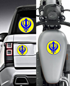 HindK 8 inch SIKH LOGO KHANDA STICKERS PACK of 6 (3 Sizes) Waterproof ...