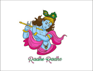 Decoar Nirmal 58 cm Lord krishna radhe radhe wall sticker size (81x91cm ...