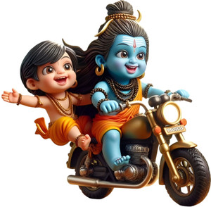 Krishna Sticker 48 cm shankar bhagwan and kartikeya riding on bike Wall ...