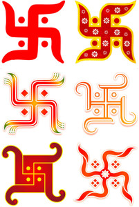ShubhFly 15 cm Swastik Sticker Six Stylish Swastik Designs for Wall ...