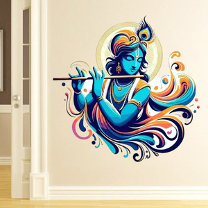 Approach Decor 45 cm Lord krishna playing flute Wall Sticker For Kids ...