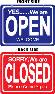 ShubhFly 28 cm Open Close Sticker Sign Board Front Open Back Closed ...