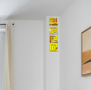 VAH 50 cm Golden Square Border Wall Mirror Stickers for Wall Decoration ...