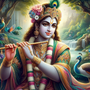 surmul 20.32 cm Lord Krishna, Bansuri & Tree Wall Sticker For Home ...