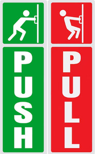 KCG 21 cm Self Adhesive Push and Pull Sign Stickers - Set of 1 Push & 1 ...