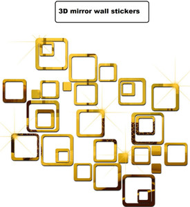 designsndecor 90 cm Square Golden 3D Acrylic Sticker Glow in the Dark ...