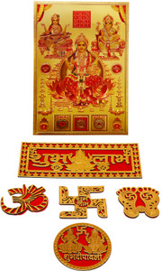 Togline 35 inch LAXMI GANESH SARASWATI POSTER&velvet Shubh Labh,Swastik ...